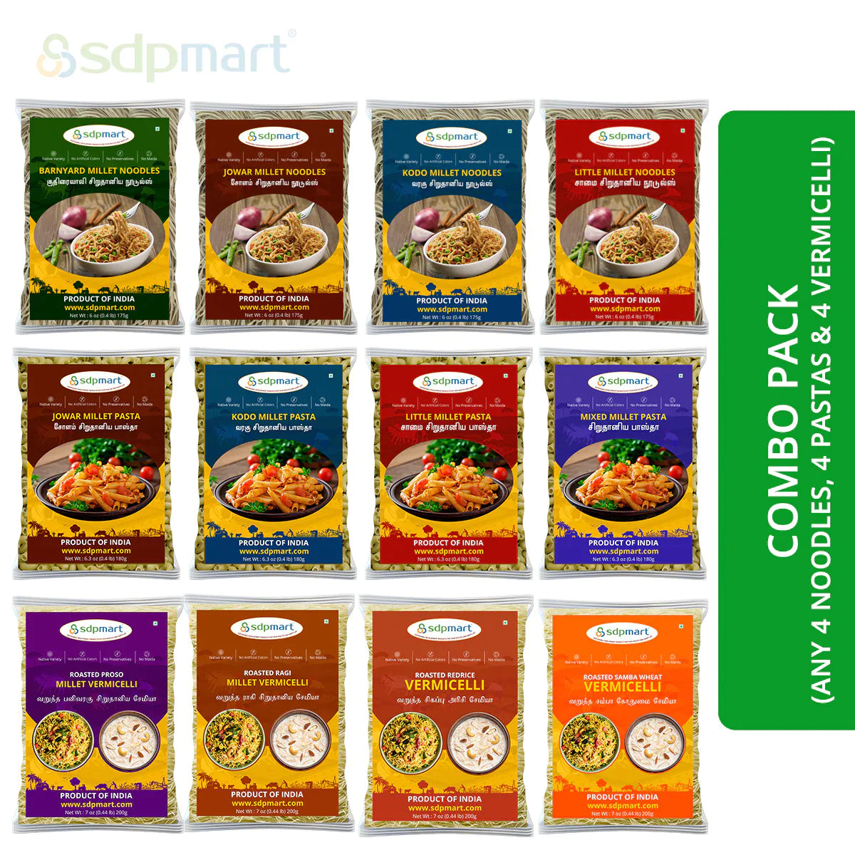 Millet Vermicelli-Noodles-Pasta Combo Box - 4+4+4 Assorted Packs – AVMMart